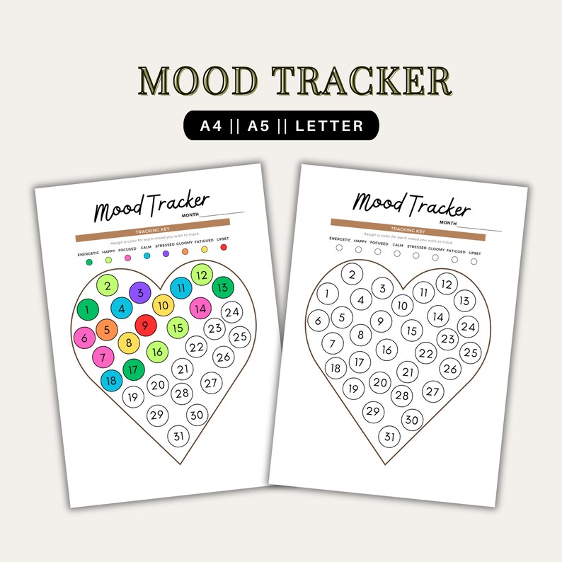 Mood Tracker A5 Journal Page PRINTABLE Tracker Daily Tracker Daily Mood ...
