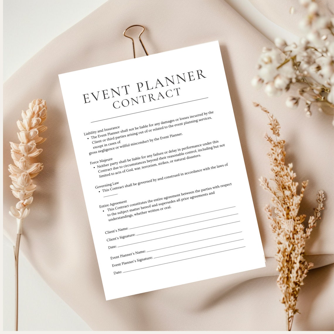 Event Planner Contract Template | Event Planner Client Forms | Wedding ...
