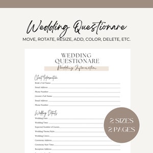 Professional Wedding Planner Client Questionnaire and Welcome Letter ...