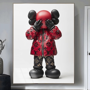 Kaws Figure Kaws Wall Art Tempered Glass Art Gift for Friend Kaws Print ...