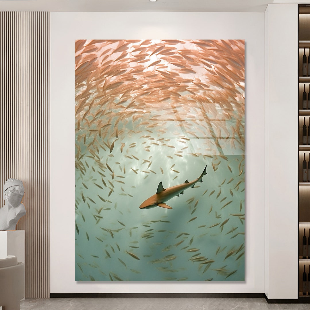 Underwater Glass Art Sea Life Wall Art Nautical Glass Print Water ...