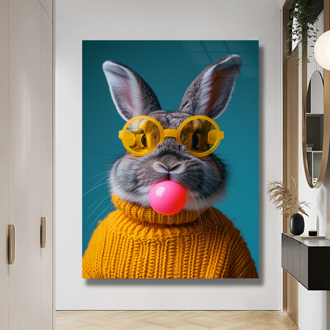 Funny Rabbit Art Audrey Hepburn Art Bubble Gum Print Modern Art Audrey ...