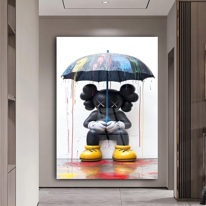 Kaws Figure Kaws Print Kaws Decorations Tempered Wall Art Glass Picture ...