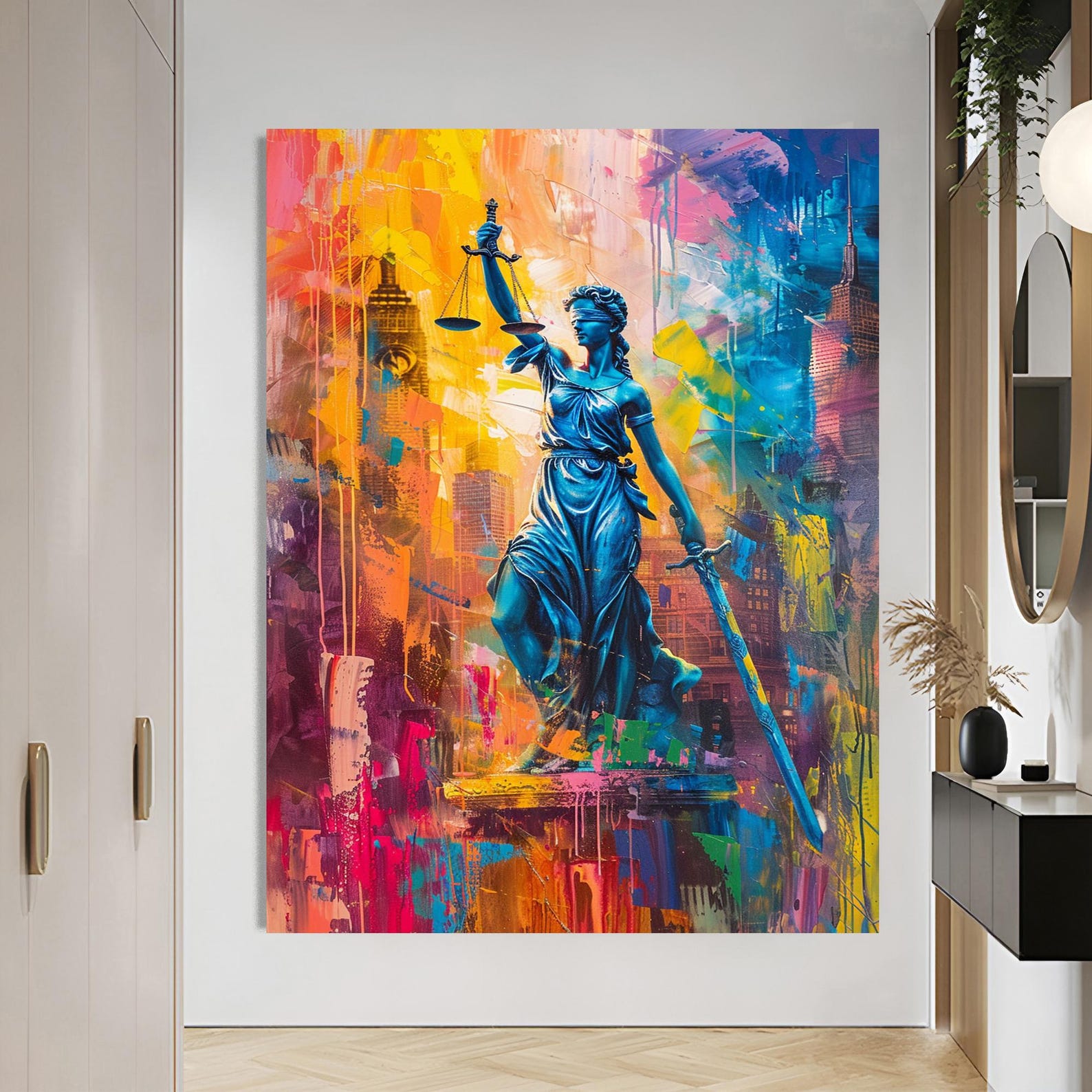 Lady Justice Art Framed Wall Art Goddess of Justice Office Wall Hanging ...