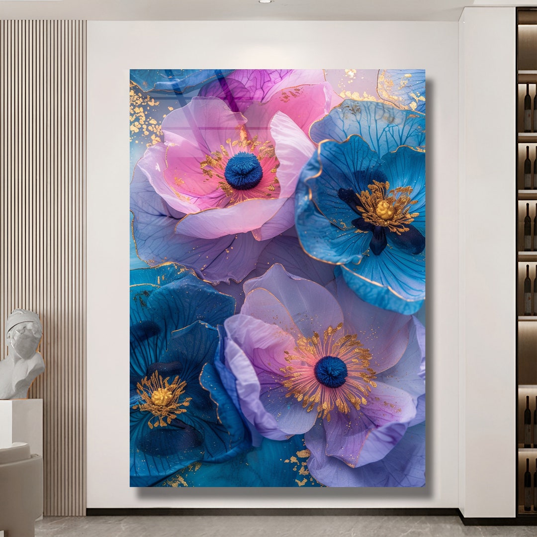 Poppy Flower Decor Colorful Flowers Wall Art Natural Wall Art Fashion ...