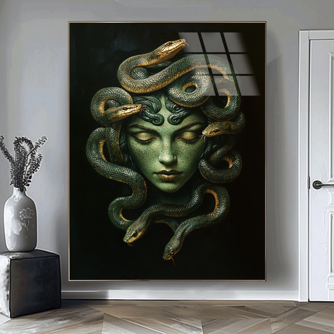 Medusa Portrait Medusa Head Mythology Art Print Sneak Head Greek Goddes ...