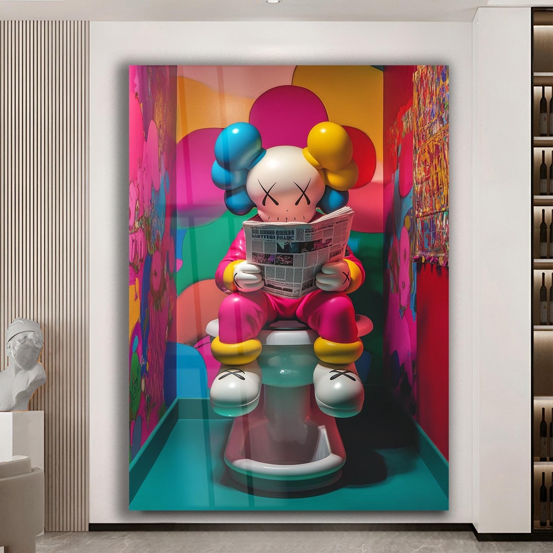 Wall Art Kaws Glass Wall Art Bathroom Kaws Extra Large Wall Art Framed ...
