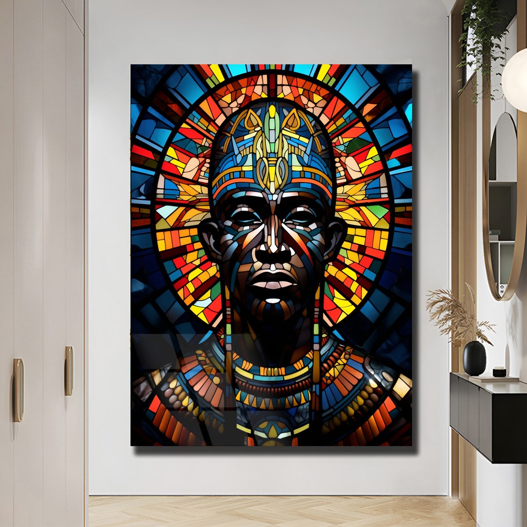 Stained Glass Art, African Glass Art, Tribal Wall Decor, Wall Art Glass ...