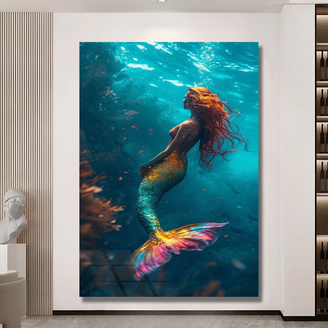 Clear Aquarium Wall Art, Beautiful Mermaid Art, Wall Art Glass - Etsy UK