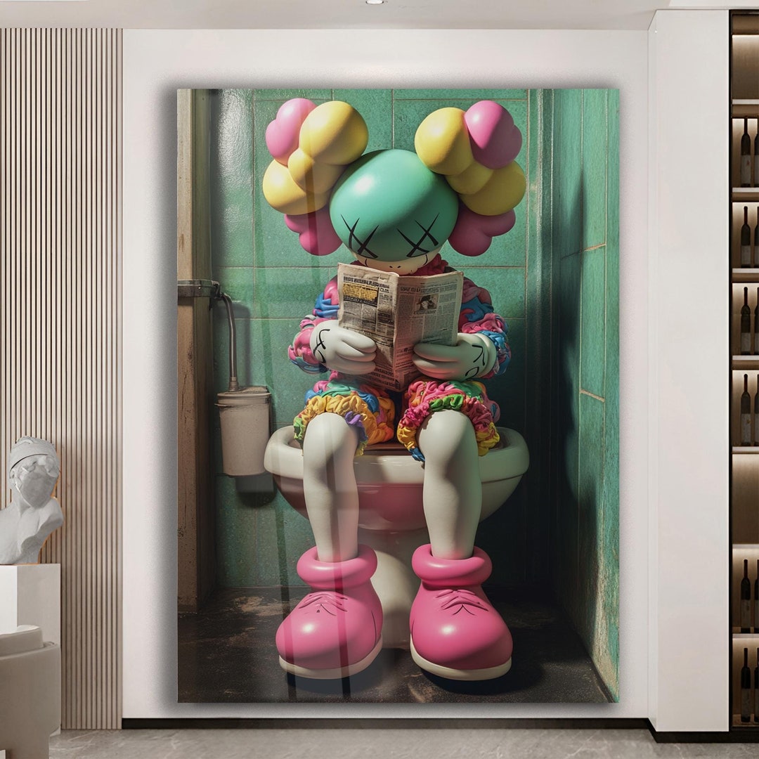 Kaws Wall Art Kaws Figure Extra Large Wall Art Modern Decor Bathroom ...