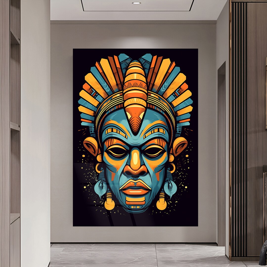 African Symbol Graffiti Wall Art, African Abstract Glass Painting ...
