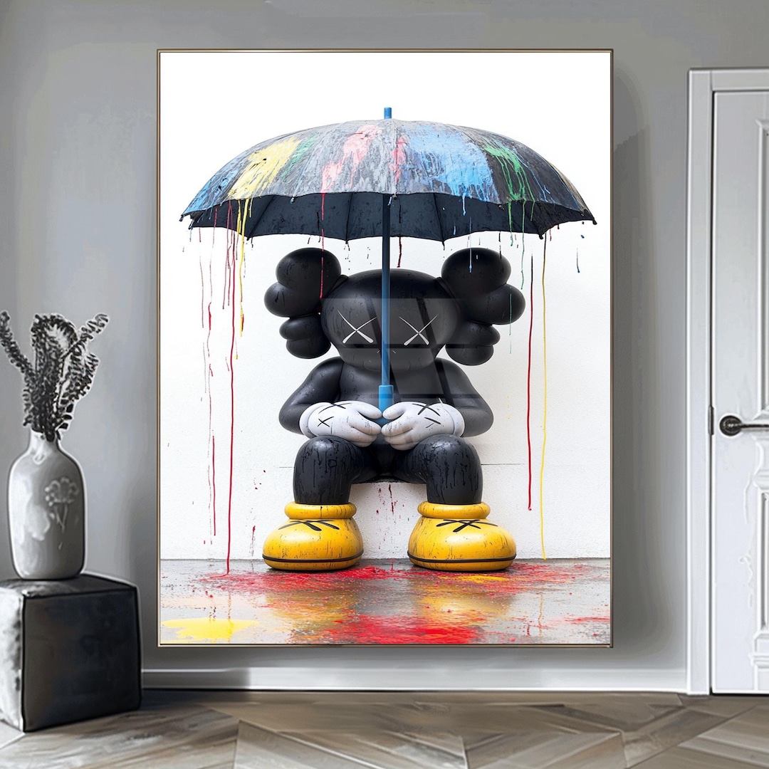 Kaws Figure Kaws Print Kaws Decorations Tempered Wall Art Glass Picture ...