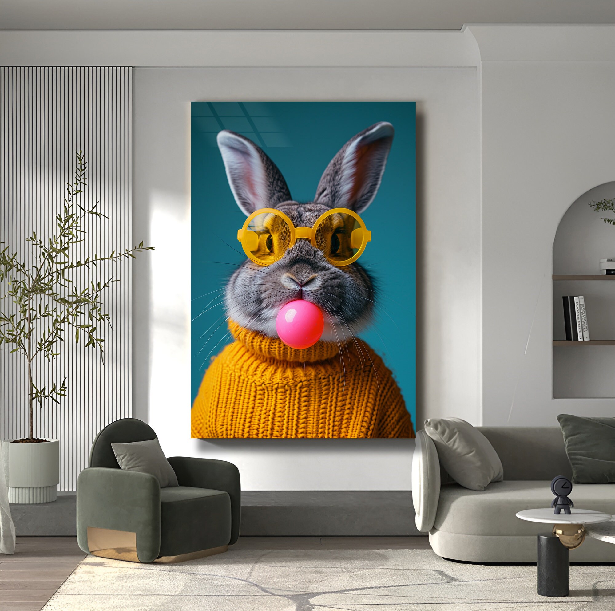 Funny Rabbit Art Audrey Hepburn Art Bubble Gum Print Modern Art Audrey ...