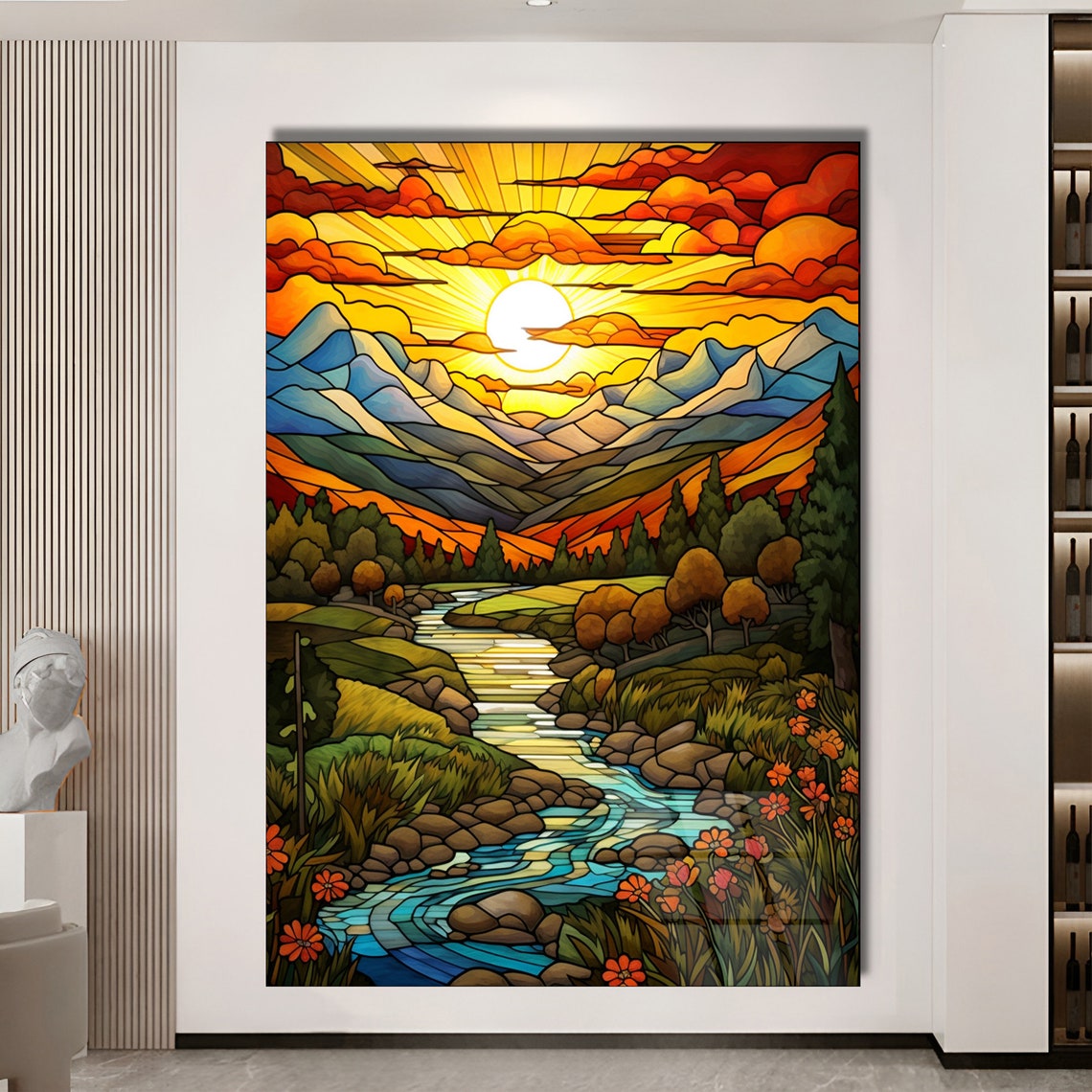 Stained Glass Art, Landscape Glass Art, Abstract Wall Art, Glass Art ...