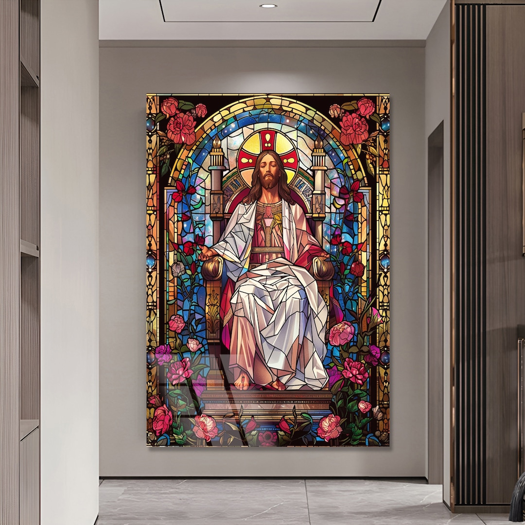 Jesus Portrait Stained Glass Christian Wall Decoration Religious Wall ...