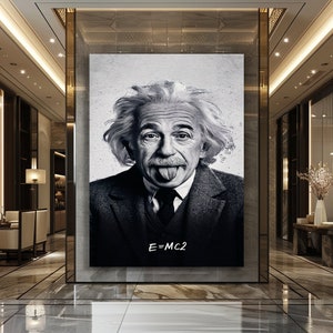 Einstein Canvas Art Iconic Wall Decor for Modern Interiors Black and ...