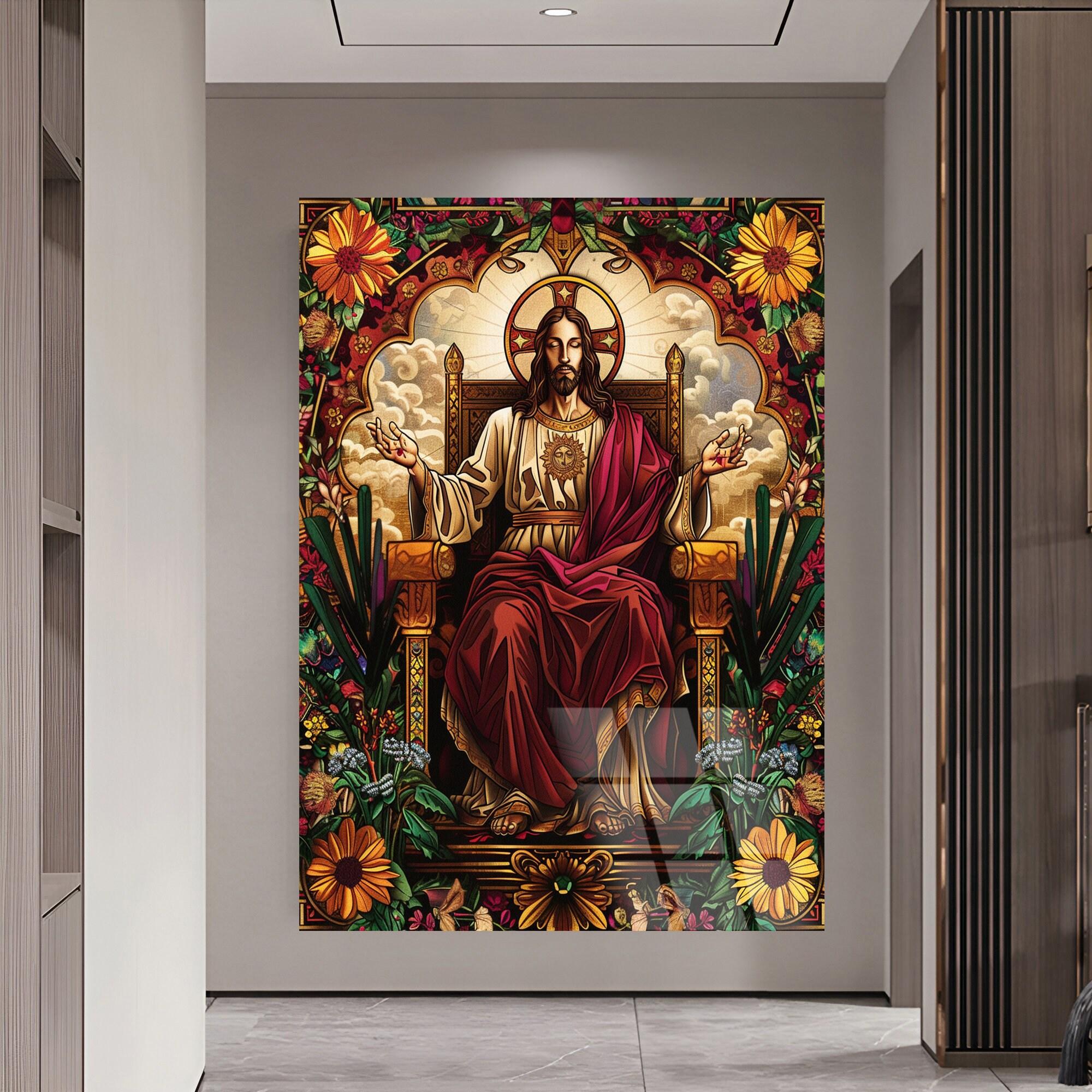Jesus Stained Glass Art Tempered Glass Wall Art Jesus Wall Decor ...