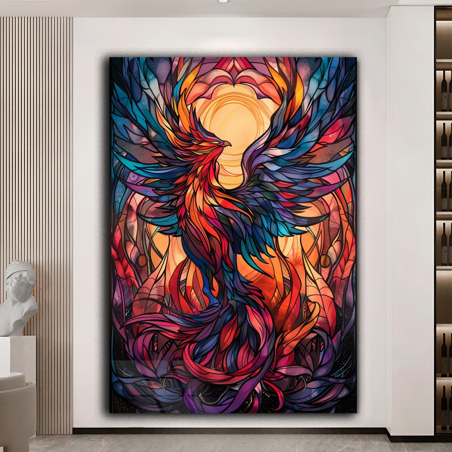 Phoenix Wall Decor Stained Glass Print Rising Phoenix Art Mythical ...