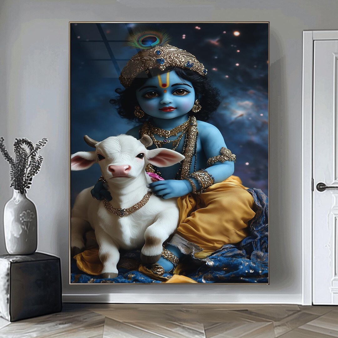 Krishna Statue Krishna Wall Art Indian Wall Art Spiritual Wall Art ...