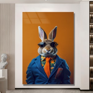 Handsome Rabbit Art, Rabbit Glass Art, Animal Glass Art, Garden Glass ...