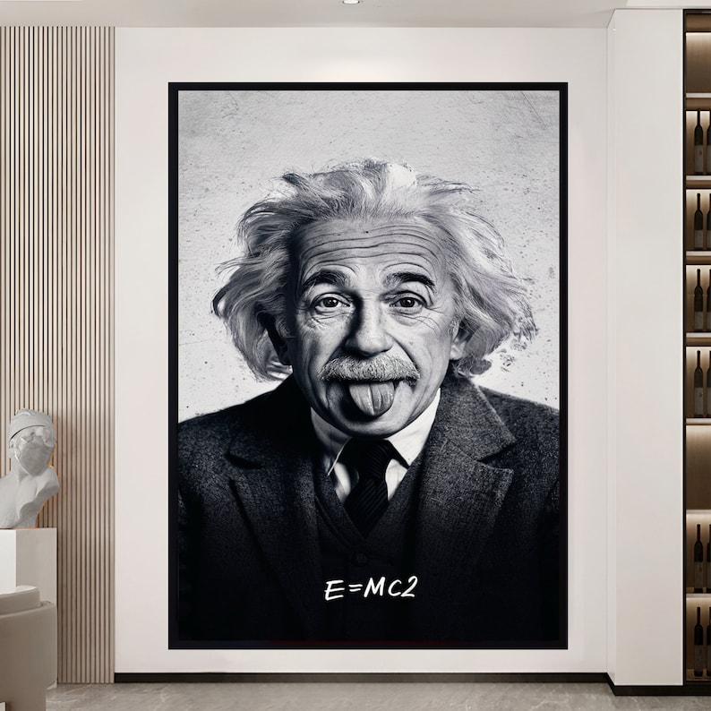 Einstein Canvas Art Iconic Wall Decor for Modern Interiors Black and ...