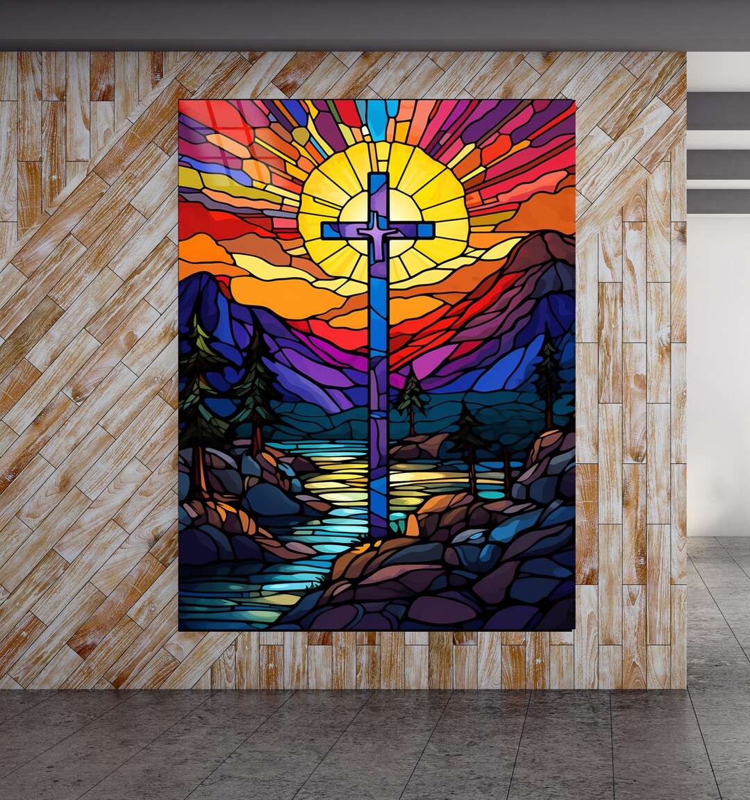 Christian Faith Wall Art, Stained Glass Art, Cross Wall Art, Christian ...