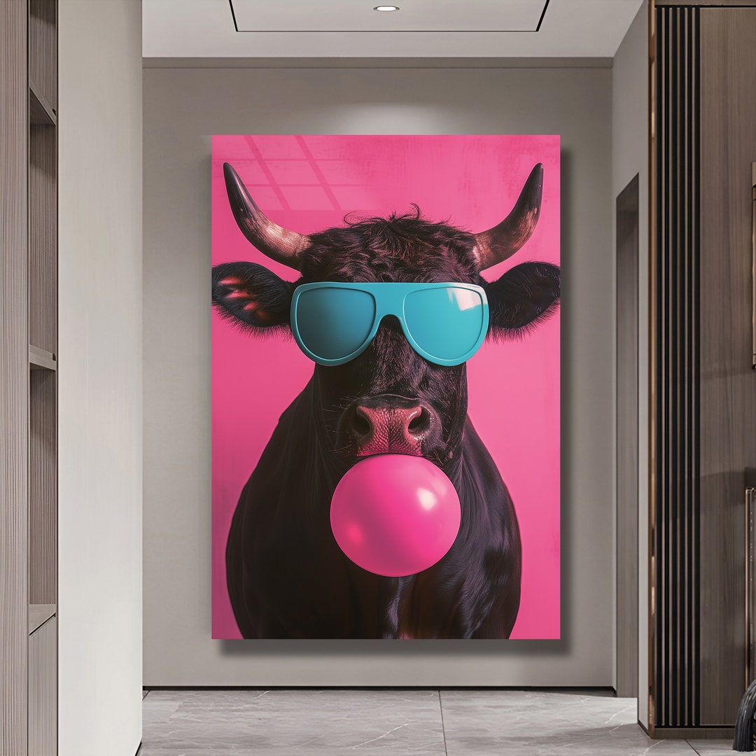 3D Bull Glass Wall Art Glass Bull Wall Decor Modern Bull Glass Wall Art ...