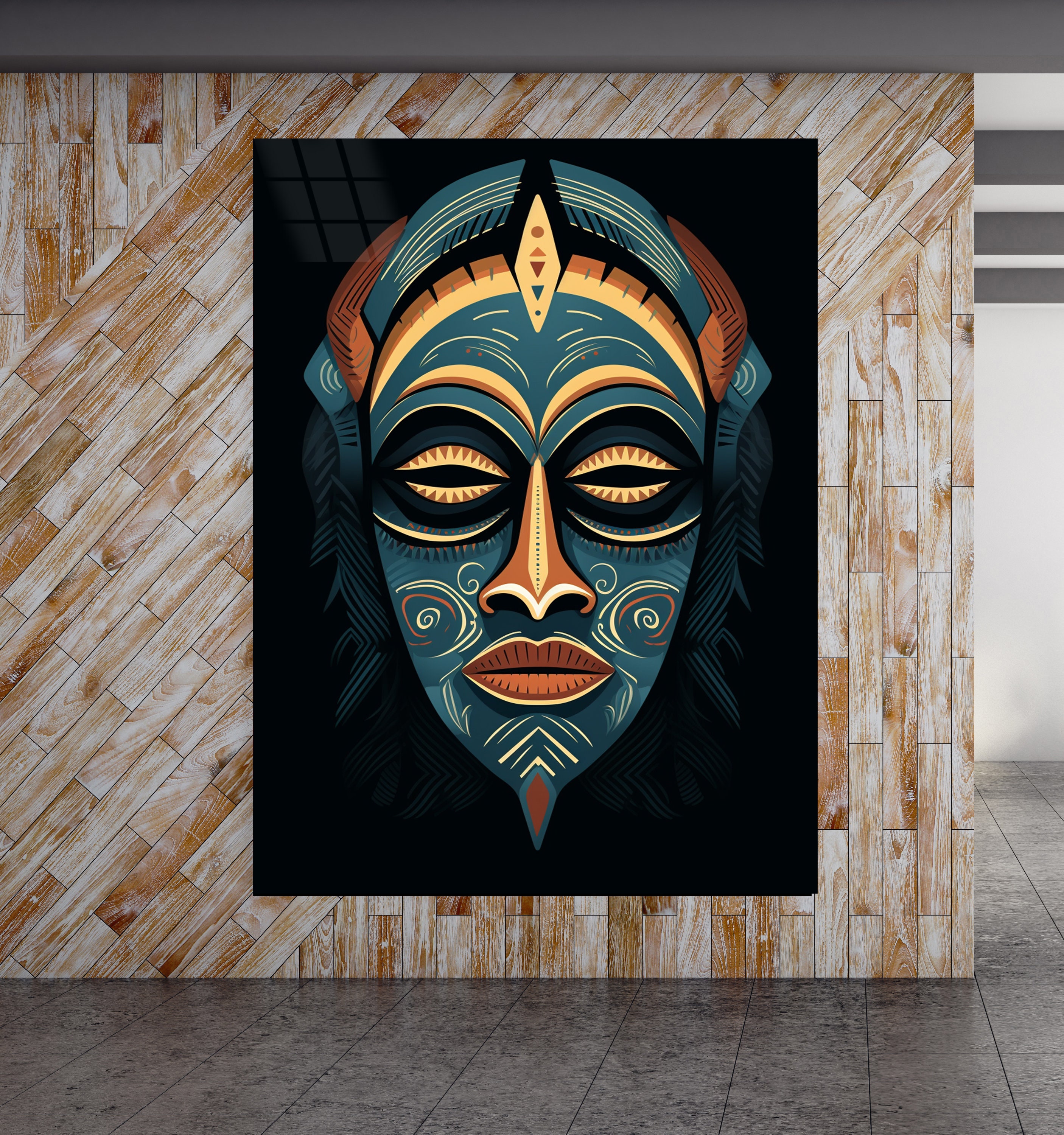 African Wall Decor, African Glass Home Decor, African Face Symbol Wall ...