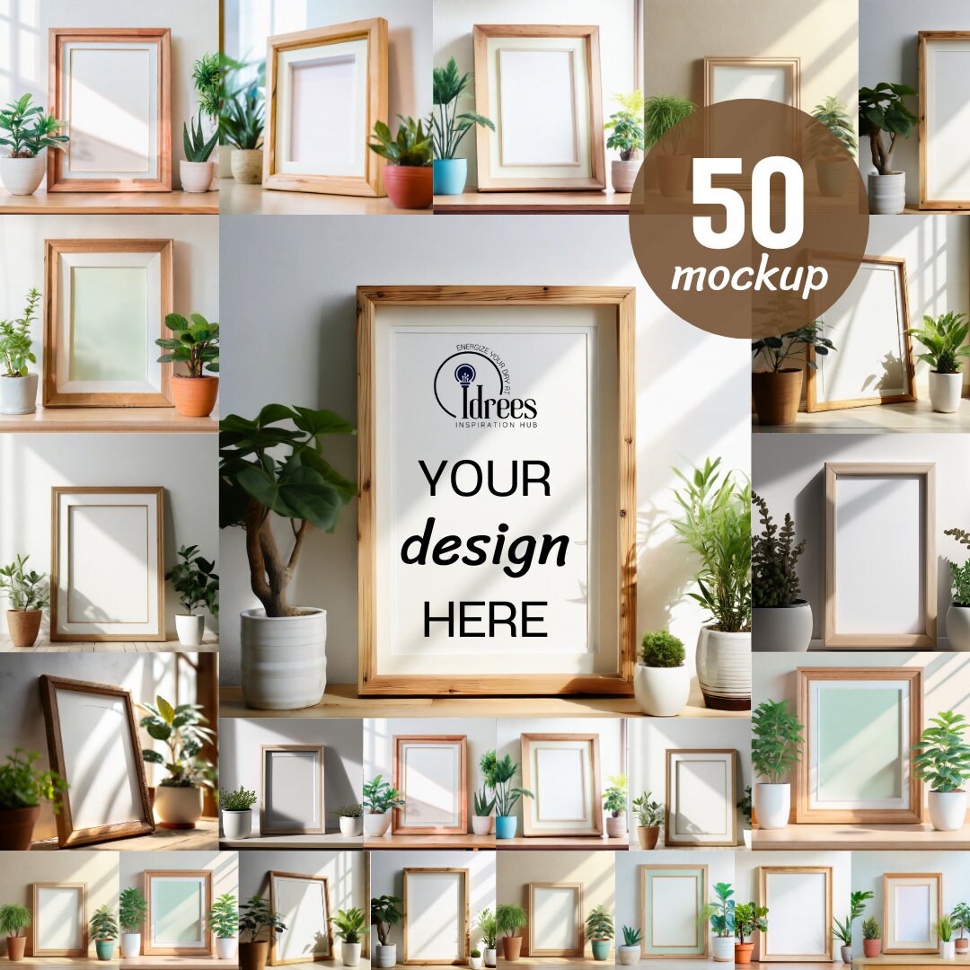 50 Frame Mockups Frame Wooden Mock up Bundle Modern Mock up Photograph ...
