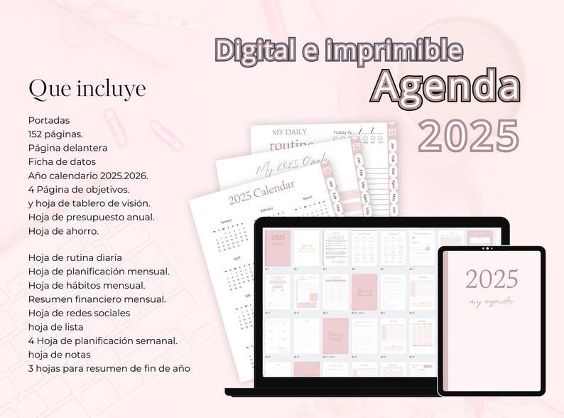 Agenda editable 2025 2026 agendas imprimible y versión digital. Plantillas editables ...