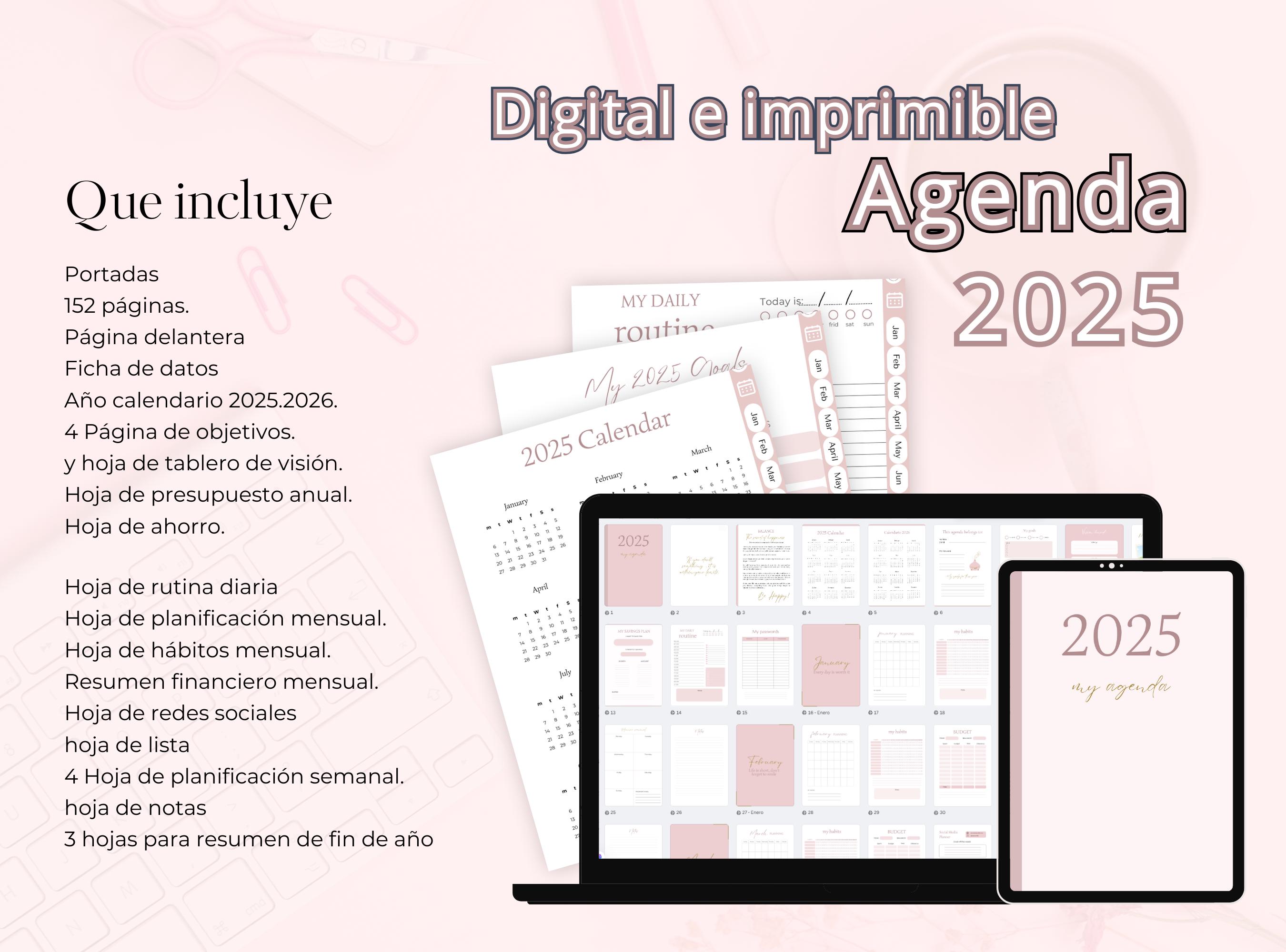 Agenda Editable 2025 2026 Agendas Imprimible Y Versión Digital. Plantillas Editables Minimalista ...