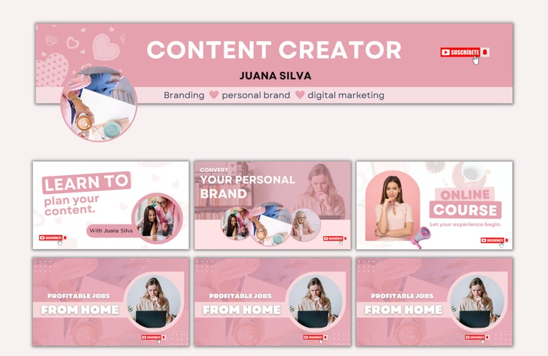 Youtube Banner Templates and Thumbnails / Youtube Branding Kit in Canva ...