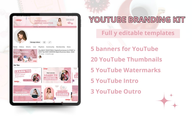 Youtube Banner Templates and Thumbnails / Youtube Branding Kit in Canva ...