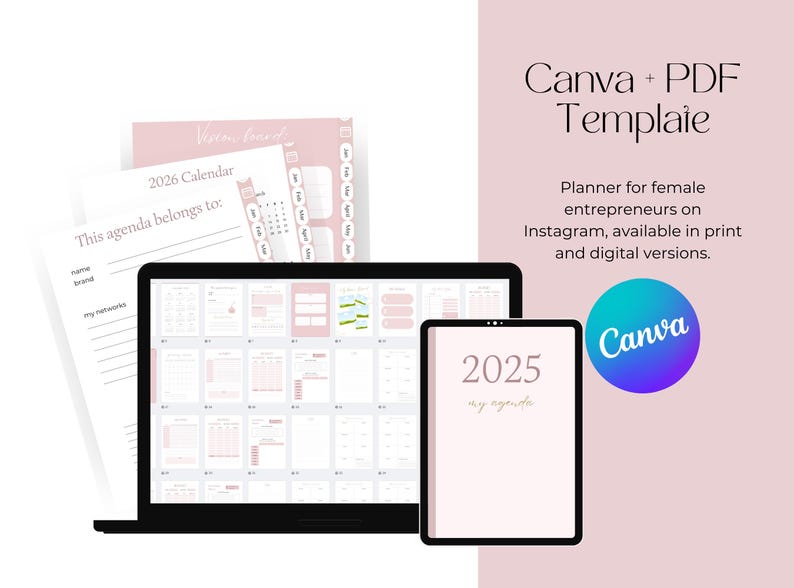 Agenda Editable 2025 2026 Agendas Imprimible Y Versión Digital. Plantillas Editables Minimalista ...