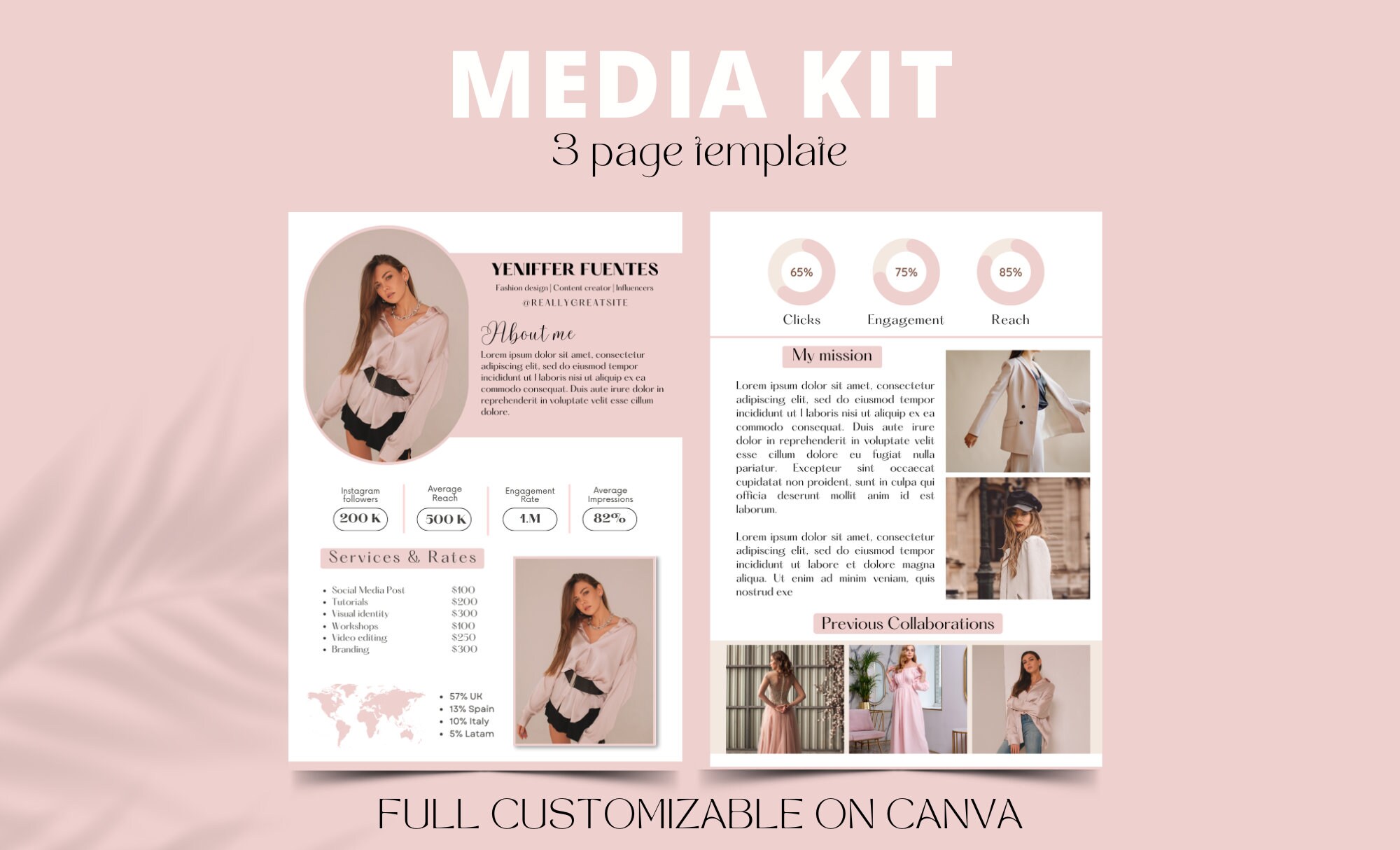 Media Kit Template Media Kit for Fashion Advisors and Influencers ...