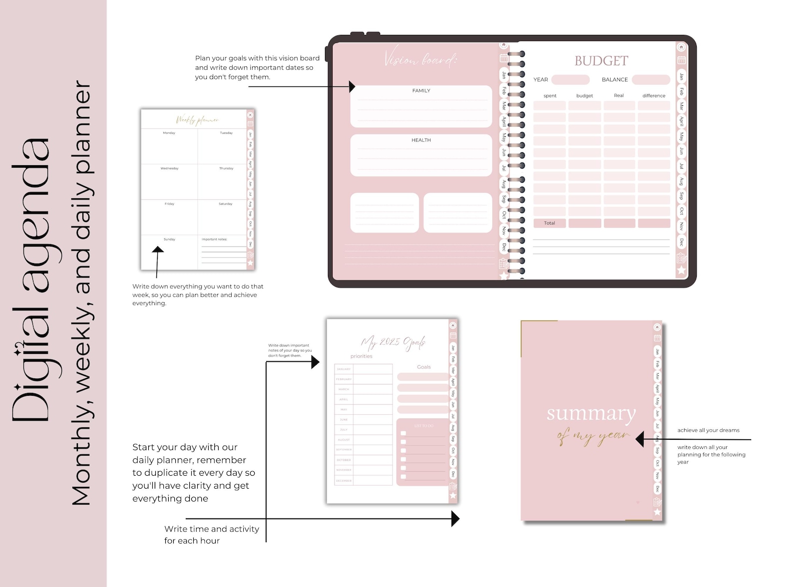 Agenda Editable 2025 2026 Agendas Imprimible Y Versión Digital. Plantillas Editables Minimalista ...
