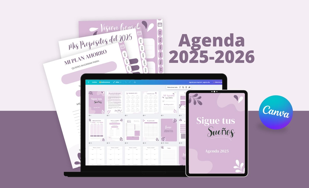 Planificador Digital 2025, 2026 Y Sin Fecha, Planificador Diario ...