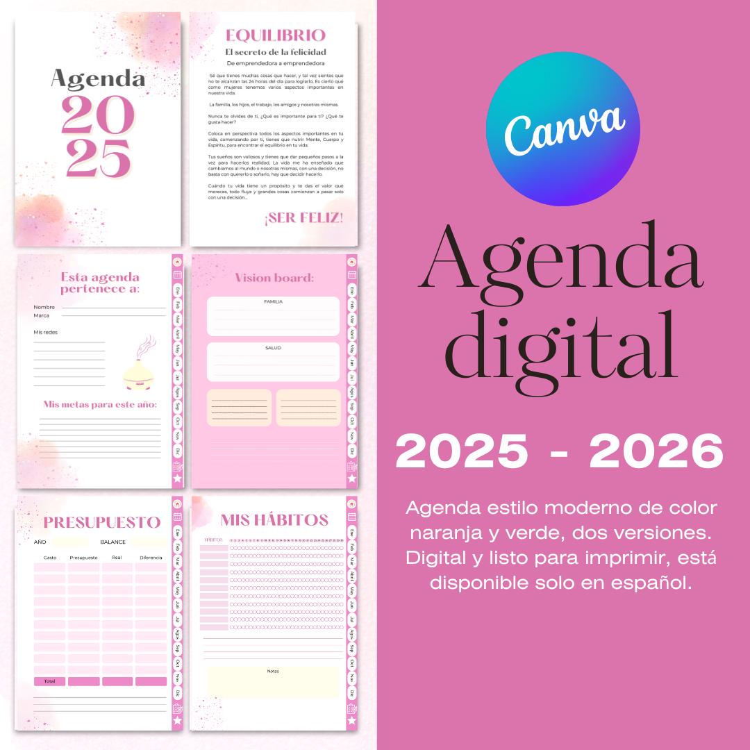 Agenda 2025 Agendas 2026 imprimible y versión digital. No necesitas Canva PRO - Etsy España