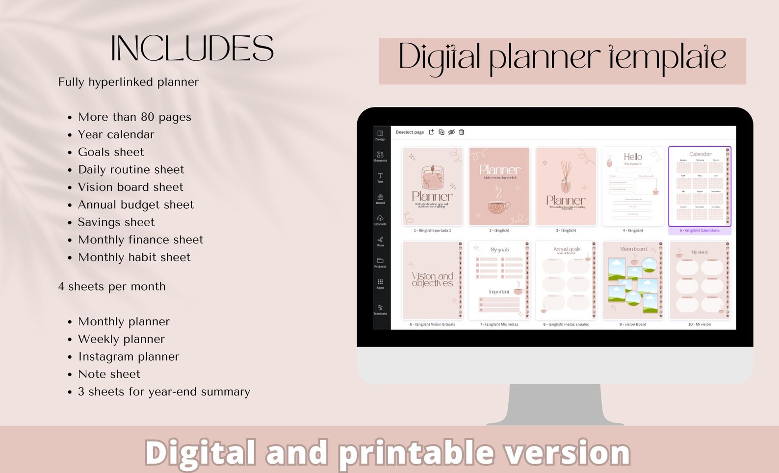 Digital Planner Template 2025, Resell Editable Planner, Planner for ...