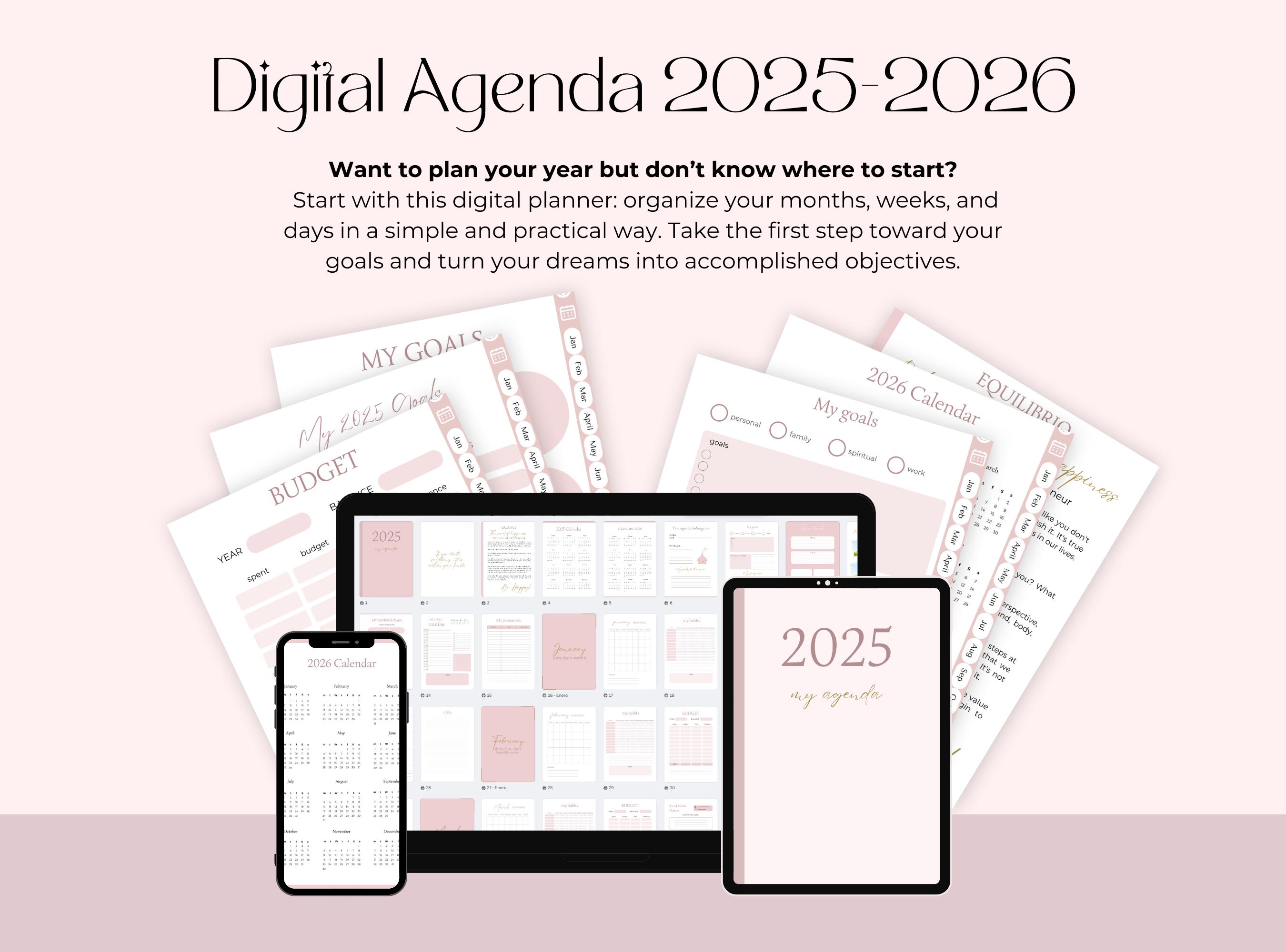 Agenda Editable 2025 2026 Agendas Imprimible Y Versión Digital. Plantillas Editables Minimalista ...