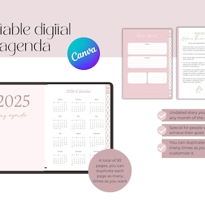 Agenda Editable 2025 2026 Agendas Imprimible Y Versión Digital. Plantillas Editables Minimalista ...