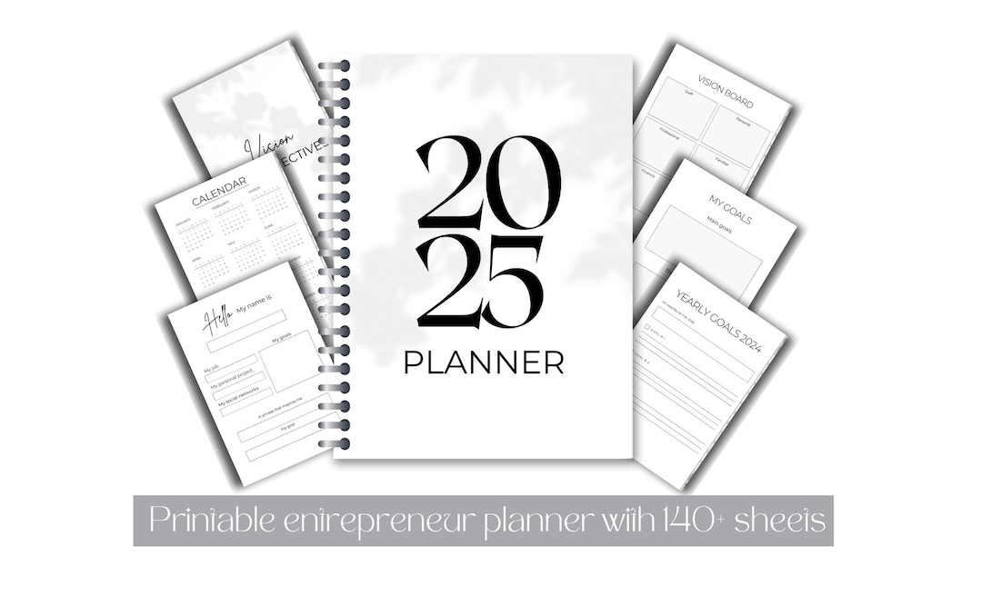 Digital Planner Template With Black and White Minimalist Style 2025 ...
