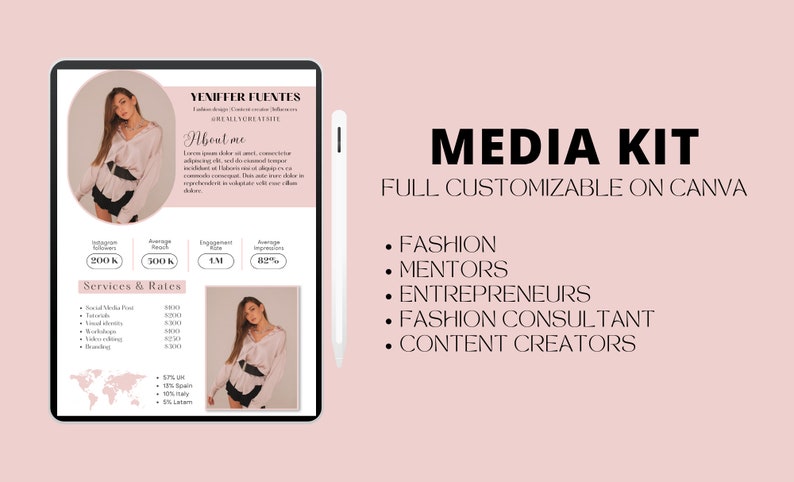 Media Kit Template Media Kit for Fashion Advisors and Influencers ...