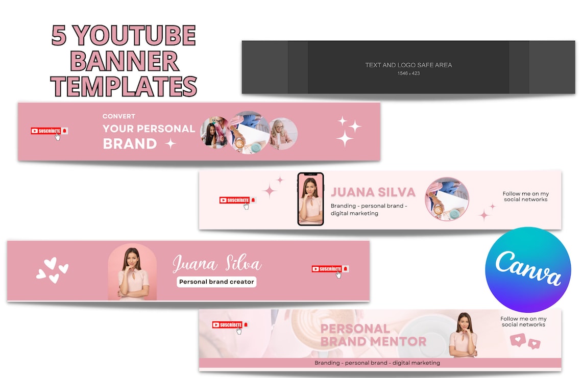 Youtube Banner Templates and Thumbnails / Youtube Branding Kit in Canva ...