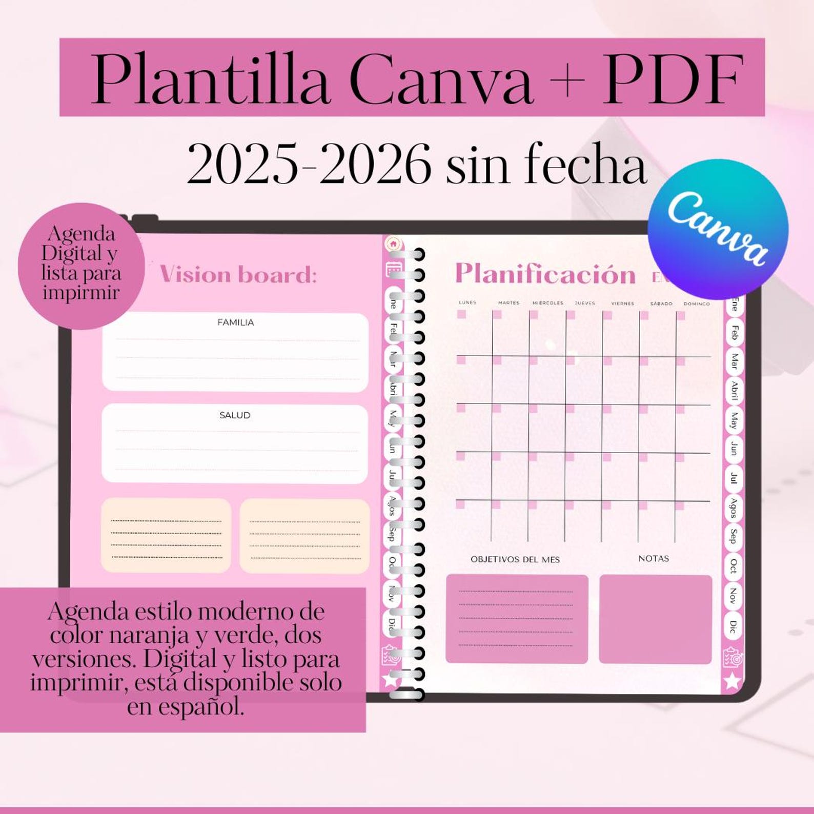Agenda 2025 Agendas 2026 imprimible y versión digital. No necesitas ...