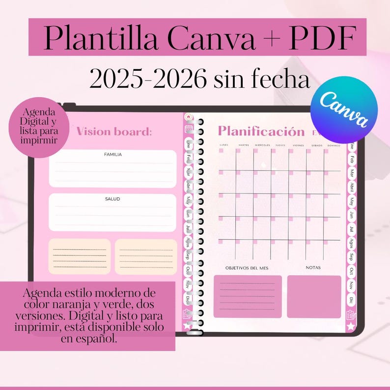 Agenda 2025 Agendas 2026 imprimible y versión digital. No necesitas ...