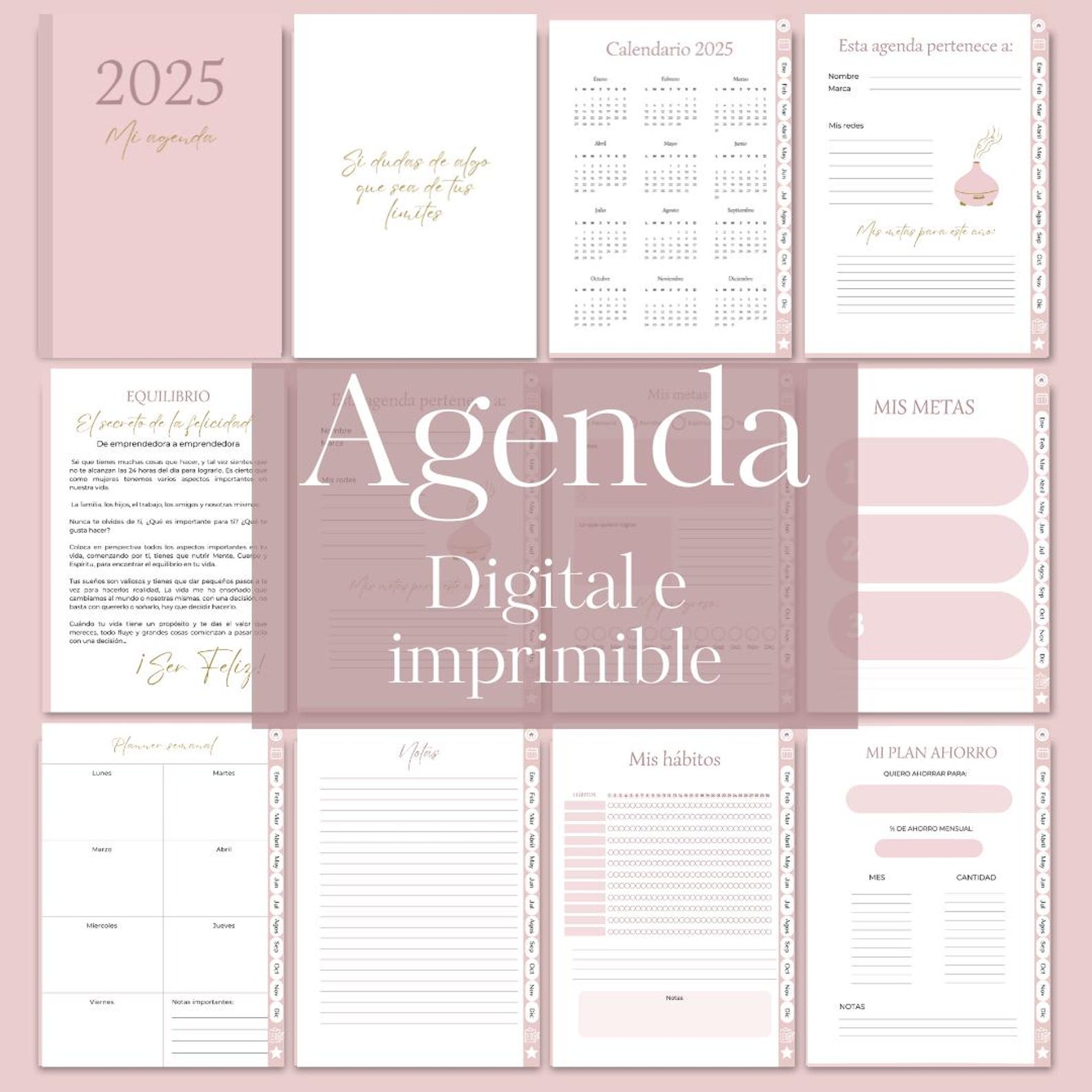 Agenda editable 2025 2026 agendas imprimible y versión digital ...