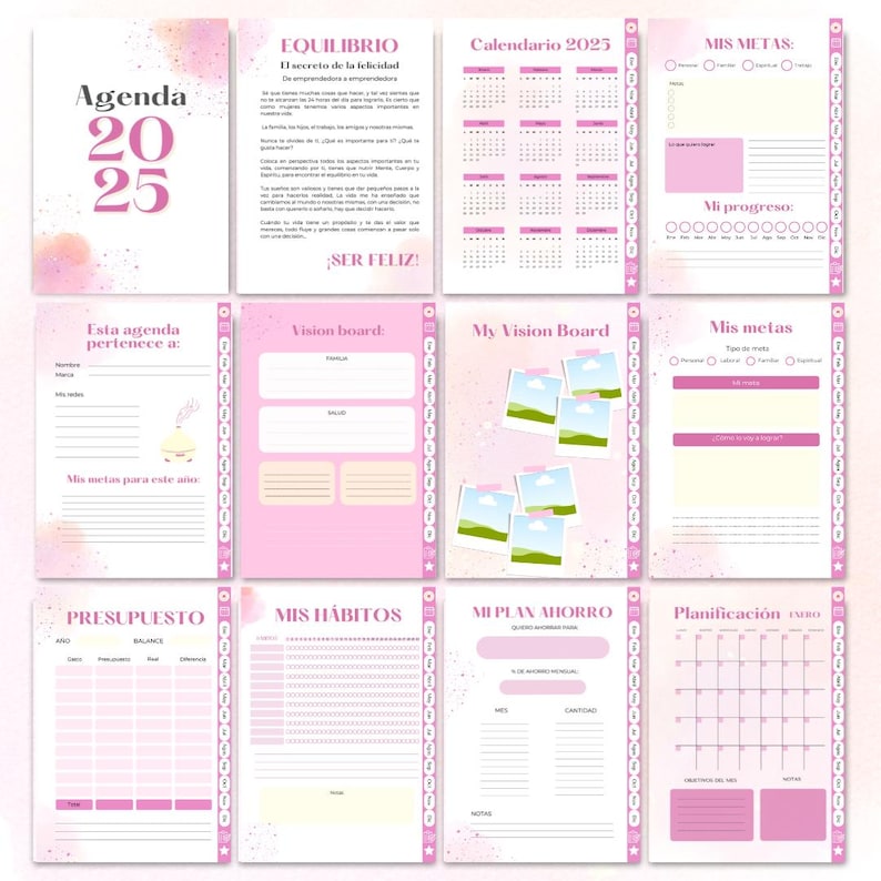 Agenda 2025 Agendas 2026 imprimible y versión digital. No necesitas Canva PRO - Etsy España
