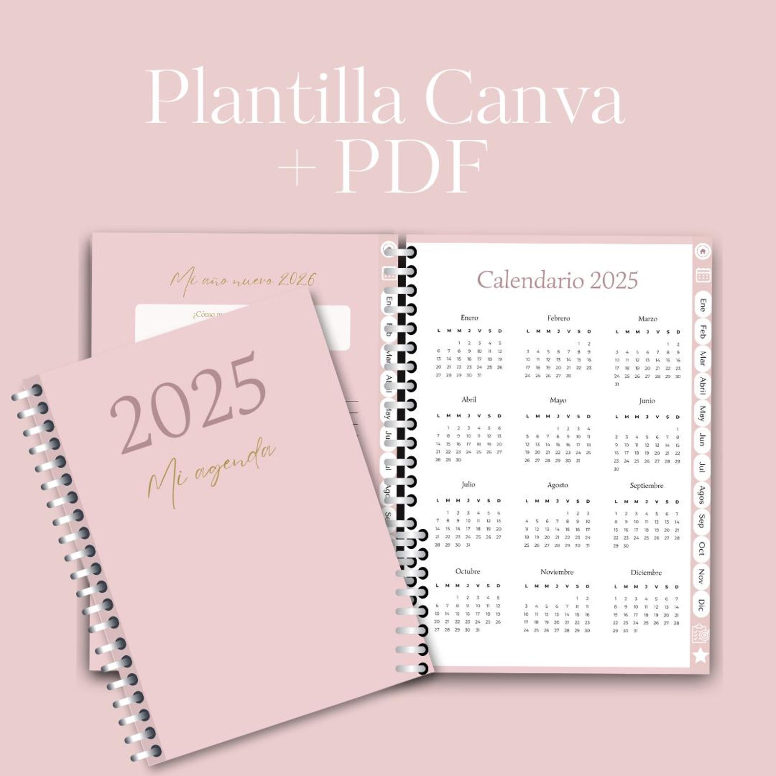 Agenda Editable 2025 2026 Agendas Imprimible Y Versión Digital. Plantillas Editables Minimalista ...