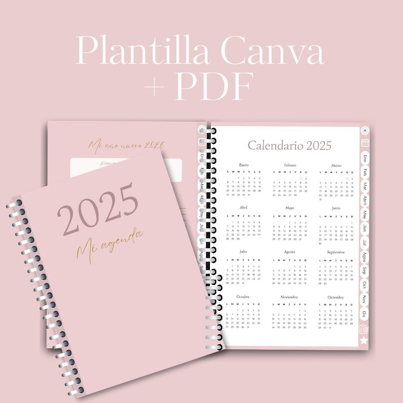 Agenda editable 2025 2026 agendas imprimible y versión digital. Plantillas editables ...